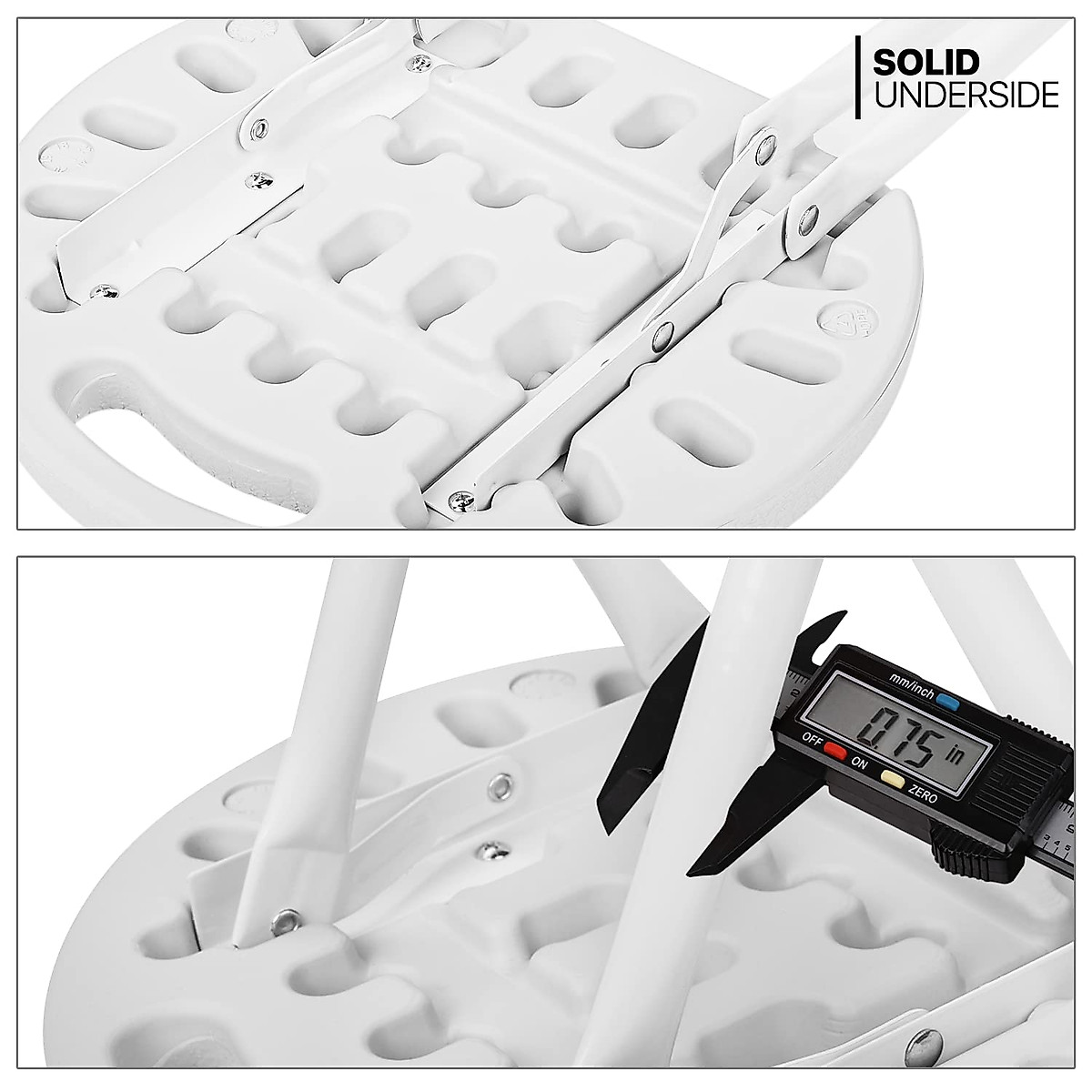 MoNiBloom 18 Inch Set of 6 Plastic Foldable Round Stools for Adults Small Lightweight Chairs for Dorm, Kitchen, Vanity and Outdoor use, 230 lbs Capacity, White