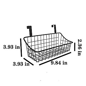 LeleCAT Basket with hook Grid Storage Basket, Hang it behind a door or on a railing, Over the Cabinet Door, Small, BLack,2 Pack