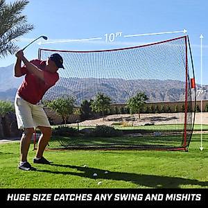 GoSports 10 ft x 7 ft Golf Practice Hitting Net - Personal Driving Range for Indoor or Outdoor Practice
