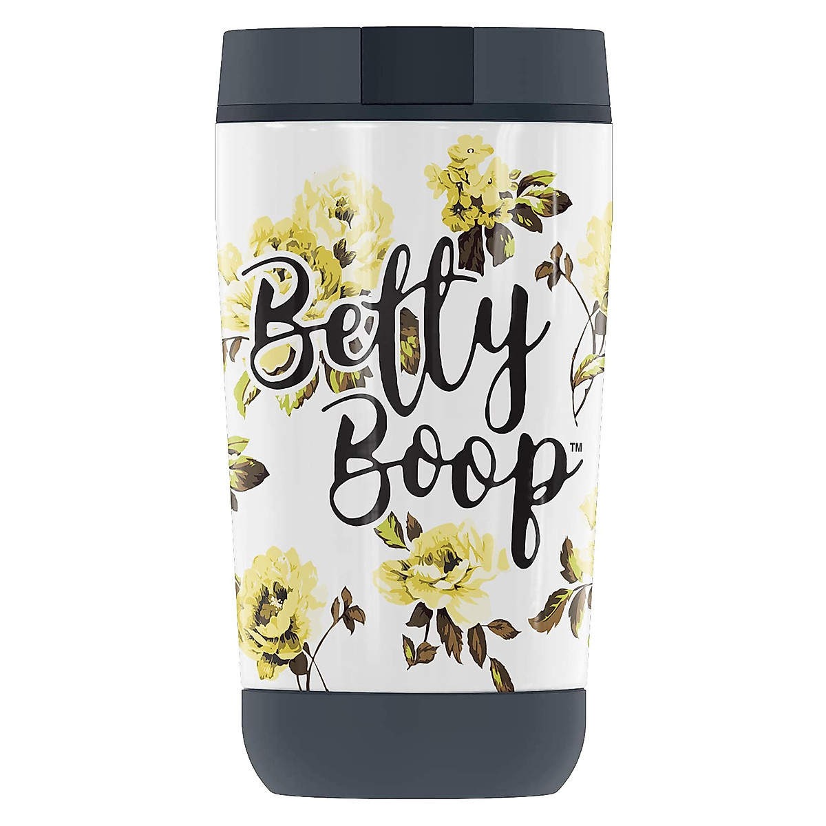 THERMOS Betty Boop Yellow Flowers GUARDIAN COLLECTION Stainless Steel Travel Tumbler, Vacuum insulated & Double Wall, 12 oz.