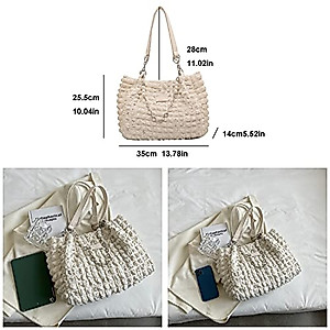 Tote Bags for Women Girls, Soft Shoulder Bags Fashion Hobo Bags Large Purse and Handbags (White)