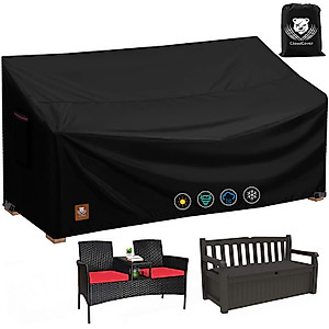 Outdoor Patio Seating Storage Bench Cover Waterproof for Keter Solana 70 Gallon Storage Bench Deck Box and 2 Seater Sofa Couch Loveseat Furniture,with Drawstring,56Wx25Dx34H Inch-ClawsCover