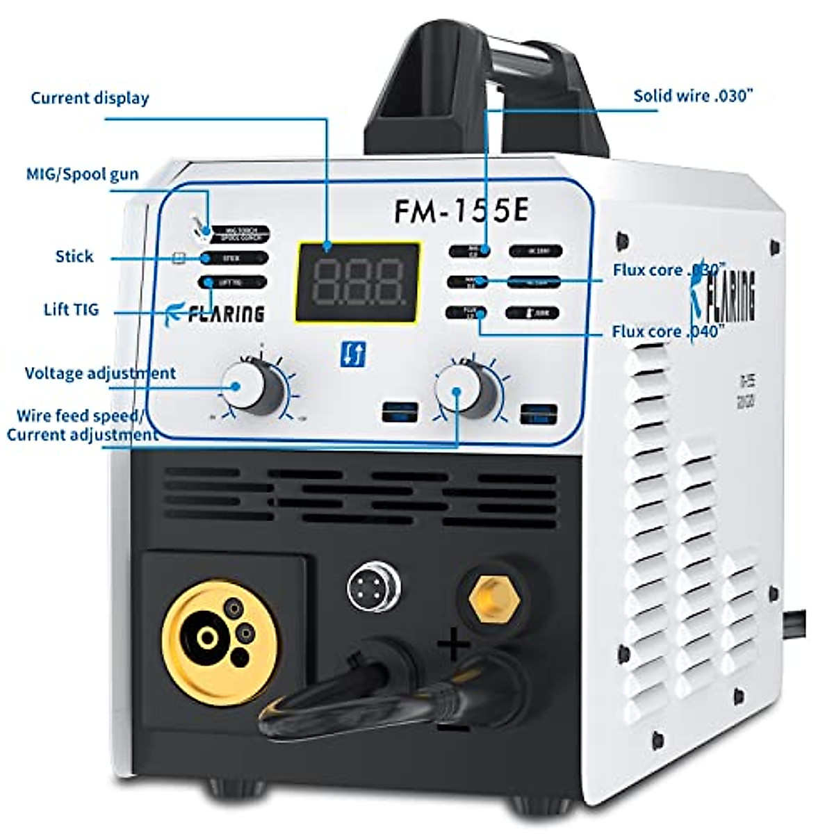 Welder FLARING MIG TIG Welder Welding Machine Stick Flux Core Aluminum Welders 110/220 Volts with Gas Multiprocess Portable