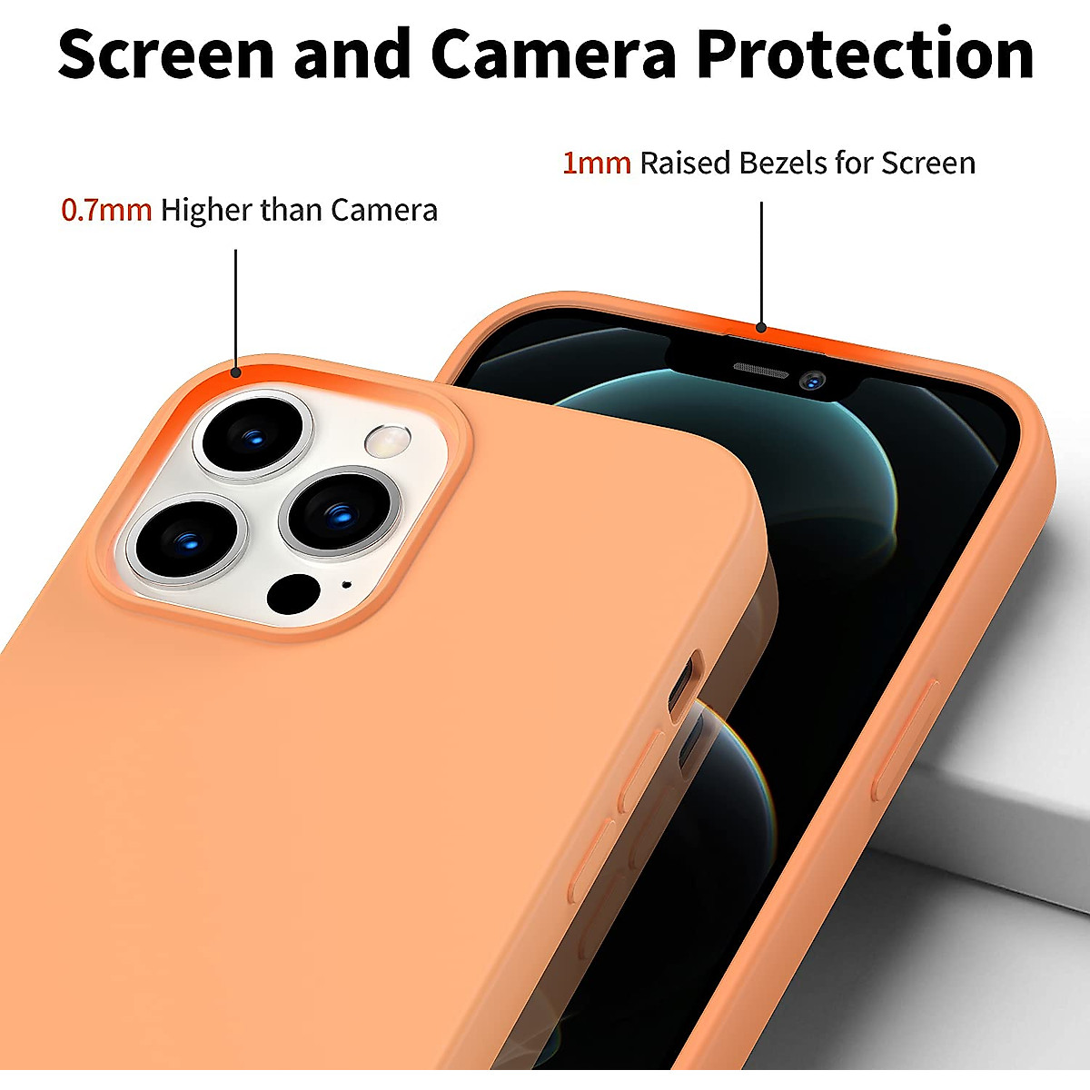 Amytor Designed for iPhone 13 Pro Max Case, Silicone Ultra Slim Shockproof Phone Case with Soft Anti-Scratch Microfiber Lining, [Enhanced Camera Protection] 6.7 inch (Coral)