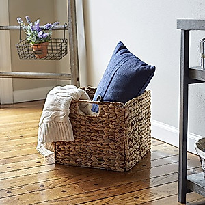 Household Essentials Wicker Open Storage Bin for Shelves, Natural