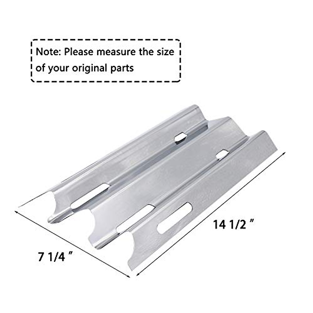 Hisencn 3pack Stainless Heat Plate Shield Tent BBQ Burner Cover Flame Tamer Deflector Diffuser Replacement Parts for Vermont Castings VM400, Jenn-Air JA460, JA580 Gas Grill Models 14 1/2 x 7 1/4 inch