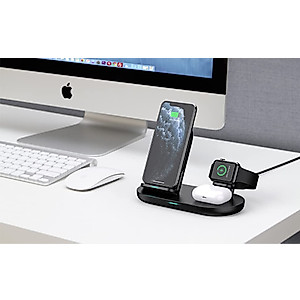 Wireless Charging Stand, 3 in 1 Wireless Charger Dock Station, Fast Wireless Charger 3 in 1 Compatible with Cell Phone, Smart Watch and TWS Earbuds (No AC Adapter)