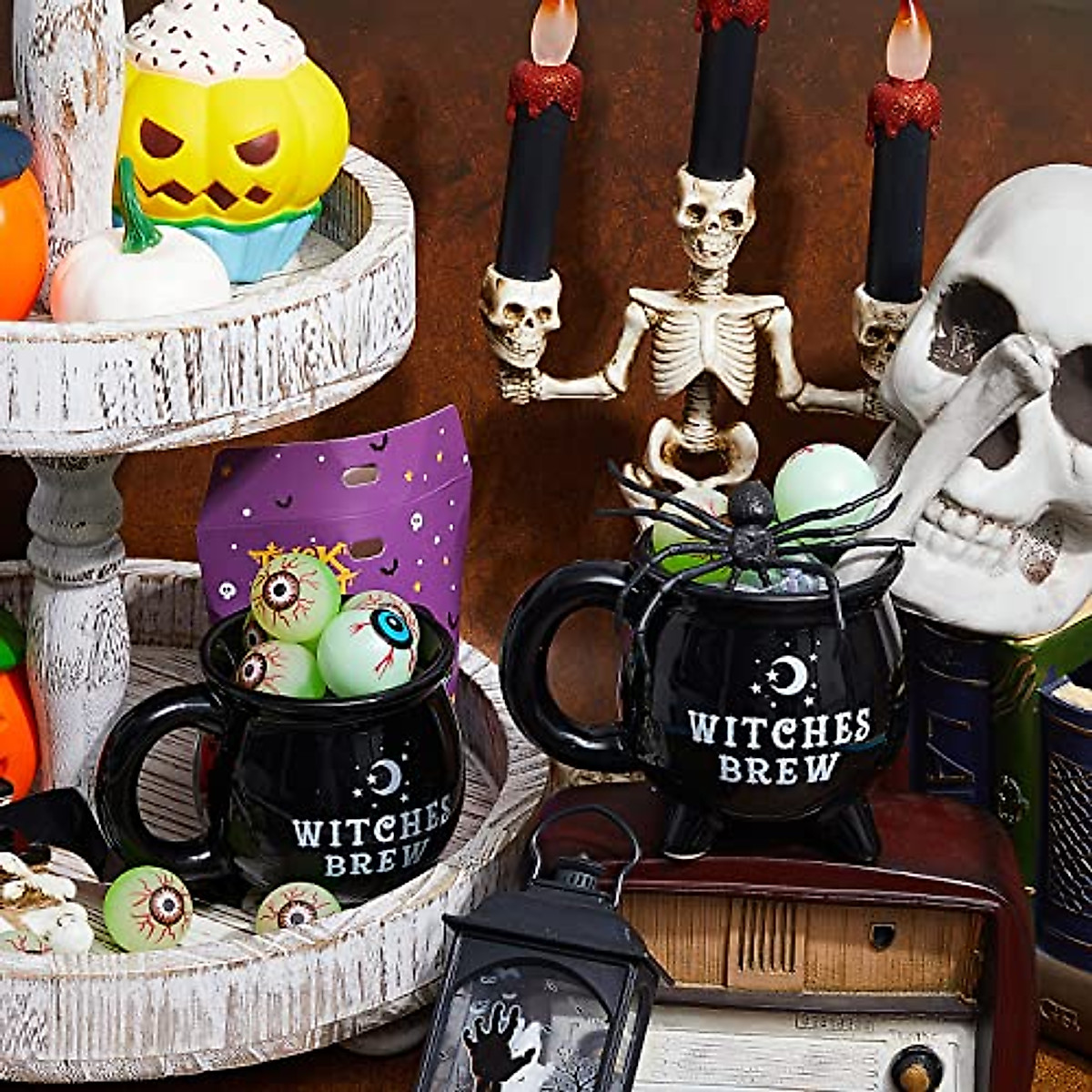 Tessco Witches Brew Witch Cauldron Coffee Mug Black Ceramic Coffee Cups Black 12 oz Mug Ceramic Witchy Gifts Witch Decor Halloween Mug Drinkware Black Cup Novelty Coffee Mugs Tabletop (2 Pcs)