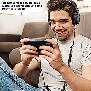 weishan ATH-M50xBT Cable, Coiled Aux Cord Replacement for Audio Technica ATH-M50xBT2, ATH-SR50BT Wireless Headphones, 3.5mm(1/8") Extension Wire with 6.35mm(1/4") Adapter, 14ft