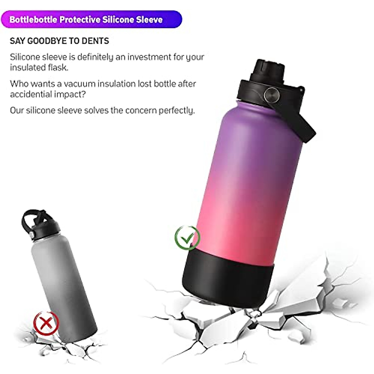 WAPEST Protective Silicone Boot for 32oz - 40oz Hydroflask, Simple Modern, Takeya, Iron Flask and Most Wide Mouth Water Bottle, BPA Free Bottom Silicone Sleeve Cover Water Bottle Accessories, White