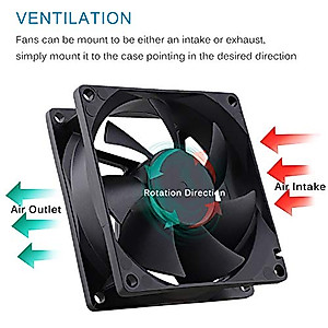 GDSTIME 80mm x 80mm x 25mm 12V Brushless DC Cooling Fan compatible with Desktop