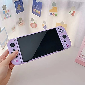Cute Kuromi Case Compatible with Nintendo Switch OLED, Dockable Case Cover, Ergonomic Soft TPU Grip Case for Joycon, Sparkle Skin Set