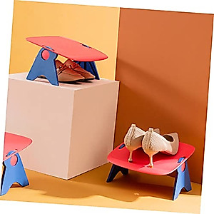 STOBAZA Shoe Shelf 1 PC Plastic Shelf Novel Blue Simple Slots for Stand Organization Saver Clo Double-Layer Cabinet Household Red Shoes Detachable Home No Organizer Adjustable Require Shoe Cabinet