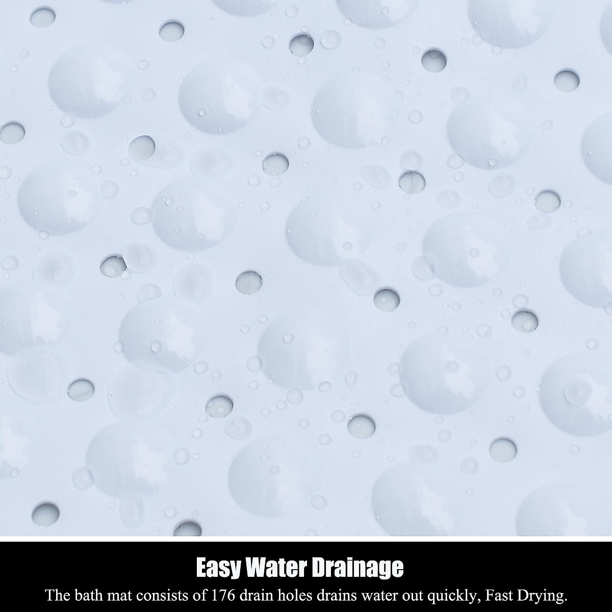 Large Non Slip Bathtub Mat, Extra Long Bath Mat for Tub, 40 x 16 Inch, Machine Washable Shower Mats with Suction Cups and Drain Holes, Bath Tub Mats for Bathroom Non Slip, White