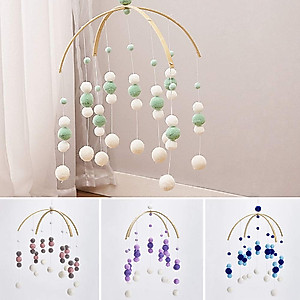 DYEY Baby Crib Mobile Nursery Cot Mobile Felt Ball Wind Chimes Wooden Hanging Bed Felt Ceiling Mobiles Crib Mobile for Nursery Room Baby Shower Photography Props(Dark Blue)