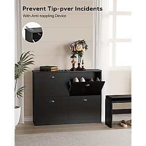 MIRROTOWEL Shoe Cabinet,Hidden Slim Narrow Shoe Rack Cabinet with 4 Drawers for Entryway, Foyer,Hallway,Bedroom,Black