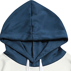 Maiyifu-GJ Men's Casual Colorblock Pullover Hoodies Long Sleeve Striped Color Block Hooded Multicolor Drawstring Sweatshirt (White,Medium)