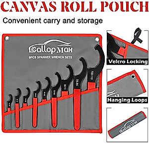 GallopMax 9Pcs Coilover Spanner Wrench Set, Universal Spanner Wrenches Motorcycle Shock Wrench Adjustable Carbon Steel Coil Over Adjustment Tool (Red)