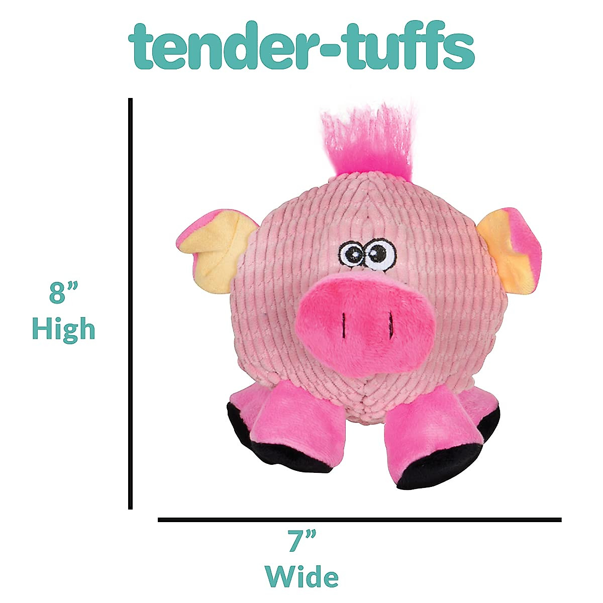 SmartPetLove Snuggle Puppy Tender-Tuffs Round Plush Dog Toys Bundle - Cow, Pig, and Elephant - Large Tough Animal Squeaky Ball Toys