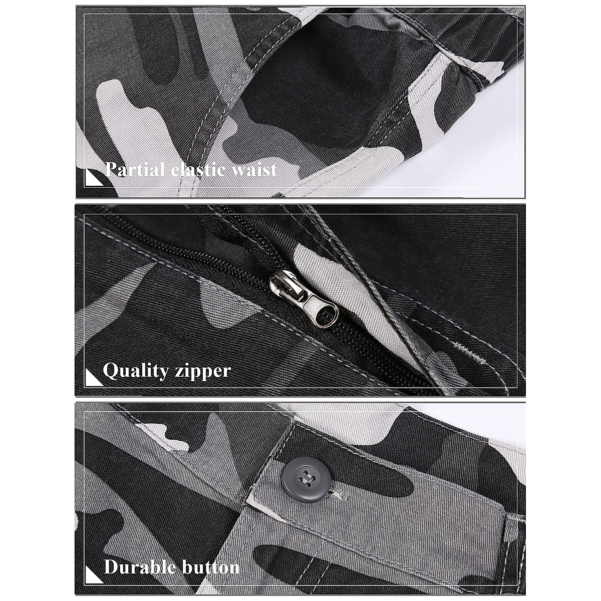 BOJIN Men's Cargo Pants Casual Military Army Camo Relaxed Fit Cotton Combat Camouflage Cargo Work Pants with 8 Pockets(CK026)- Camo Grey 38