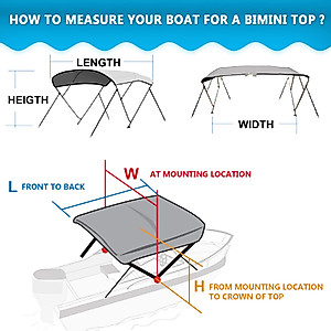 Naviskin Pacific Blue 4 Bow 8'L x 54" H x 91"-96" W Bimini Top Cover includes Mounting Hardwares,Storage Boot with 1 Inch Aluminum Frame
