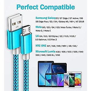 Micro USB Cable 2pack 6ft Android Charger Cord Fast Quick Charging for Samsung 2016 Tab A 7.0 10.1, E 8.0, Kindle Fire Hd Hdx 7 8 10 Tablet, Phones Galaxy S7 S6 Edge, Note 5/4, J7 J3 Prime Star Pro