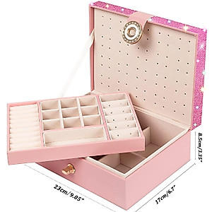 QBestry Jewelry Box for Earrings for Girls Jewelry Organizer Box Earring Holder Organizer for Girls Earring Box Jewelry Box Stud Earring Organizer for Girls Earring Jewelry Boxes for Women Pink Bling