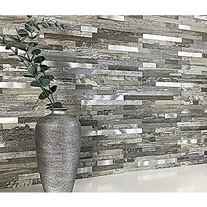 DICOFUN 10-Sheet Peel and Stick Backsplash Wall Tile, PVC Kitchen Backsplash Peel and Stick in Distressed Wood, 9.4 sq.ft