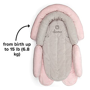 Diono Cuddle Soft 2-in-1 Baby Head Neck Body Support Pillow For Newborn Baby Super Soft Car Seat Insert Cushion, Perfect for Infant Car Seats, Convertible Car Seats, Strollers, Gray/Pink