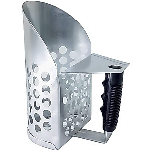 SWEETLO Metal Sand Scooph Scoops Hand Sifter Scoop for Sand - Metal Sifting Sifter Treasure Scoop - Metal Detecting Accessories Sand Scoop Detector Basket Digging Beach - Hex Holes Stainless Steel