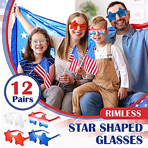 Xuhal 12 Pcs Star Shaped Sunglasses Bulk 4th of July Star Glasses Patriotic Glasses for Independence Day Party Favors