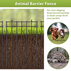 OUSHENG 1.5'' Spacing Animal Barrier Fence for Dogs, 10 Panels Rustproof Metal Anti Doggie Digging Garden Border, Under Ground Fencing Bottom Puppy Blockers Stakes for The Yard, 17in (H) X 10ft (L)
