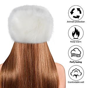 Dikoaina Faux Fur Cossack Russian Style Hat for Ladies Winter Hats for Women, White, Medium