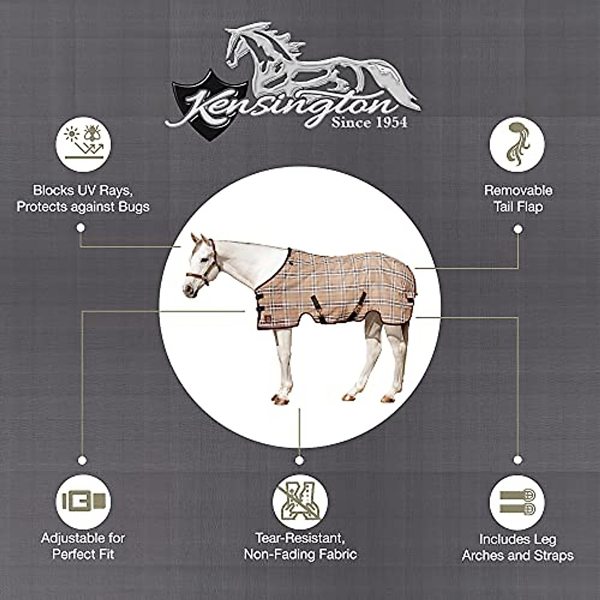Kensington Breathable and UV Protective Sheet SureFit All Season Protection for Horse - 78", Deluxe Black
