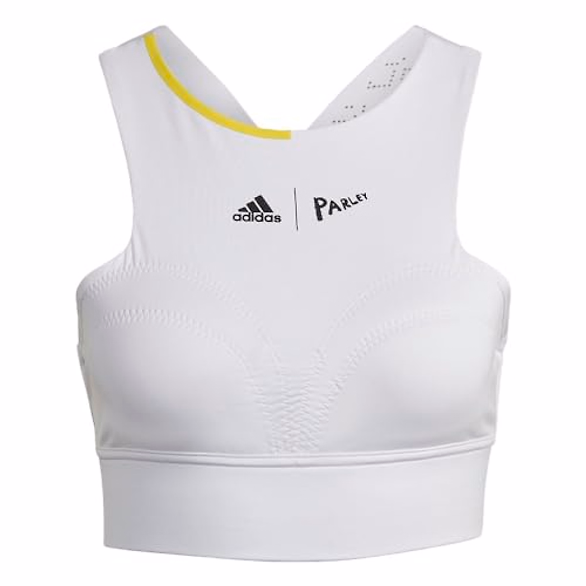 adidas Women's Tennis London Crop Top, White/Impact Yellow, X-Large