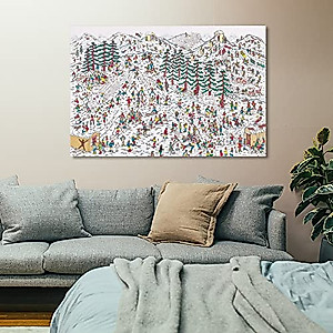 Wheres Waldo Ski Slopes Wally Handford Children Artwork Poster Painting Print on Canvas Bedroom Wall -YangTing 24x36inch(60x90cm)