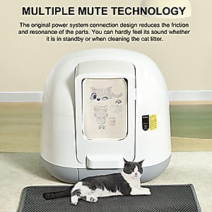 Pet Daddy Self Cleaning Cat Litter Box, Automatic Fully Enclosed Cat Toilet with Anti-Pinch Sensor, Easy to Clean by One-Button, Waterproof Hood Automatic Cat Litter Box for Cats Below 18lb