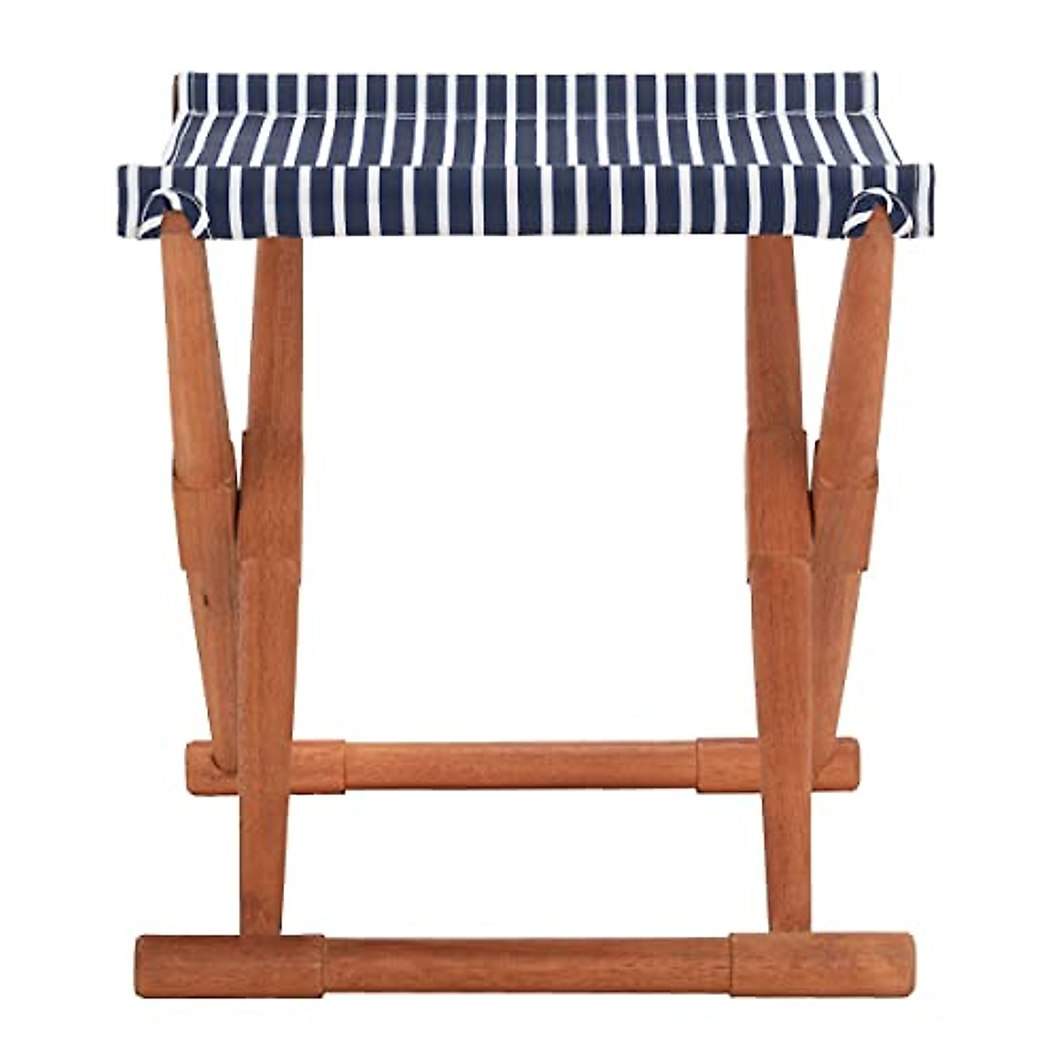 Safavieh PAT7053C-SET2 Outdoor Breanne Natural and Navy Striped (Set of 2) Stool