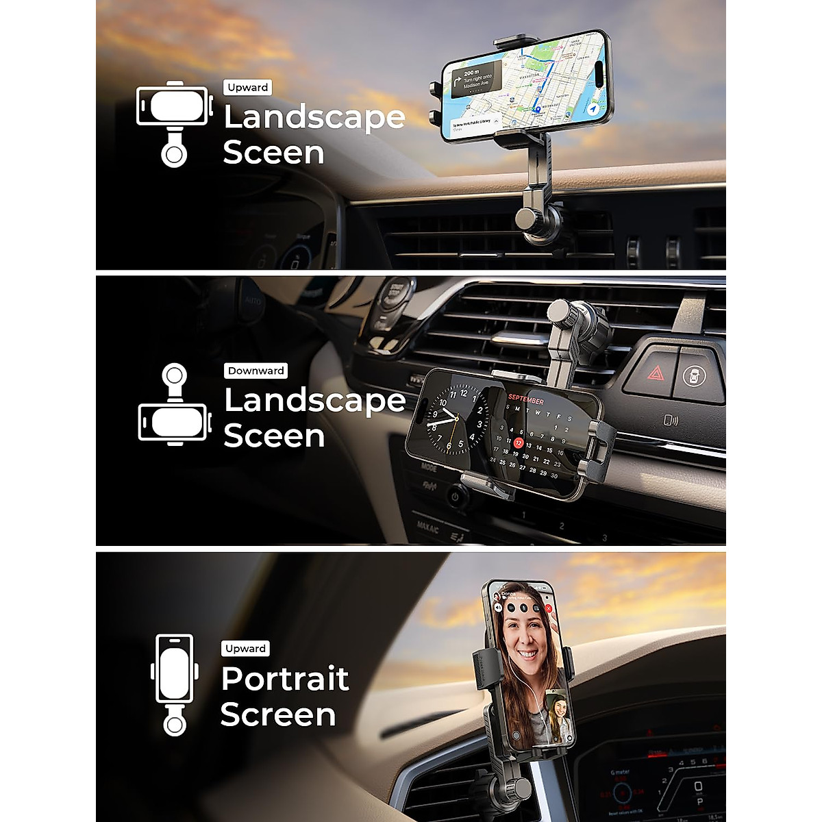 LISEN Phone Mount for Car Vent [Never Blocking] Universal Phone Holders for Your Car Hands Free Cell Phone Holder Car Mount Fits All Phones for iPhone 15 Pro Max Plus 14 13 12 Samsung Android Phones