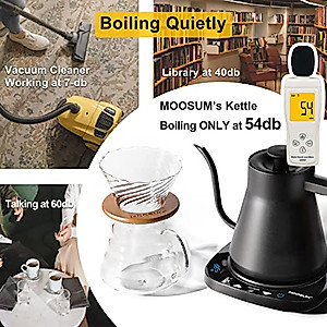 MOOSUM Electric Gooseneck Kettle Temperature Control 0.8L, Water Boils in 5 Minutes, Keep Warm for 12 Hours, Strix Thermostat System, Coffee and Tea Enjoyment Time, Gifts for Friend, Lover, Electric Water Kettle & Tea Kettle