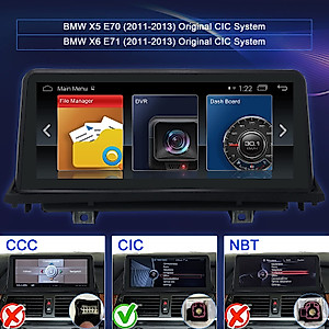 Car Entertainment Multimedia Stereo Radio 10.25 inch IPS Screen Qualcomm 8 Core 4+64GB Car Play Android Auto for BMW X5 X6 X5M X6M E70 E71 (2011-2013) Original CIC System Support Spilt Screen