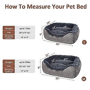 INVENHO Small Dog Bed for Small Medium Large Dogs, Rectangle Washable Dog Bed, Orthopedic Dog Sofa Bed, Durable Plush Pet Bed, Soft Calming Sleeping Puppy Bed with Anti-Slip Bottom S(20"x19"x6")