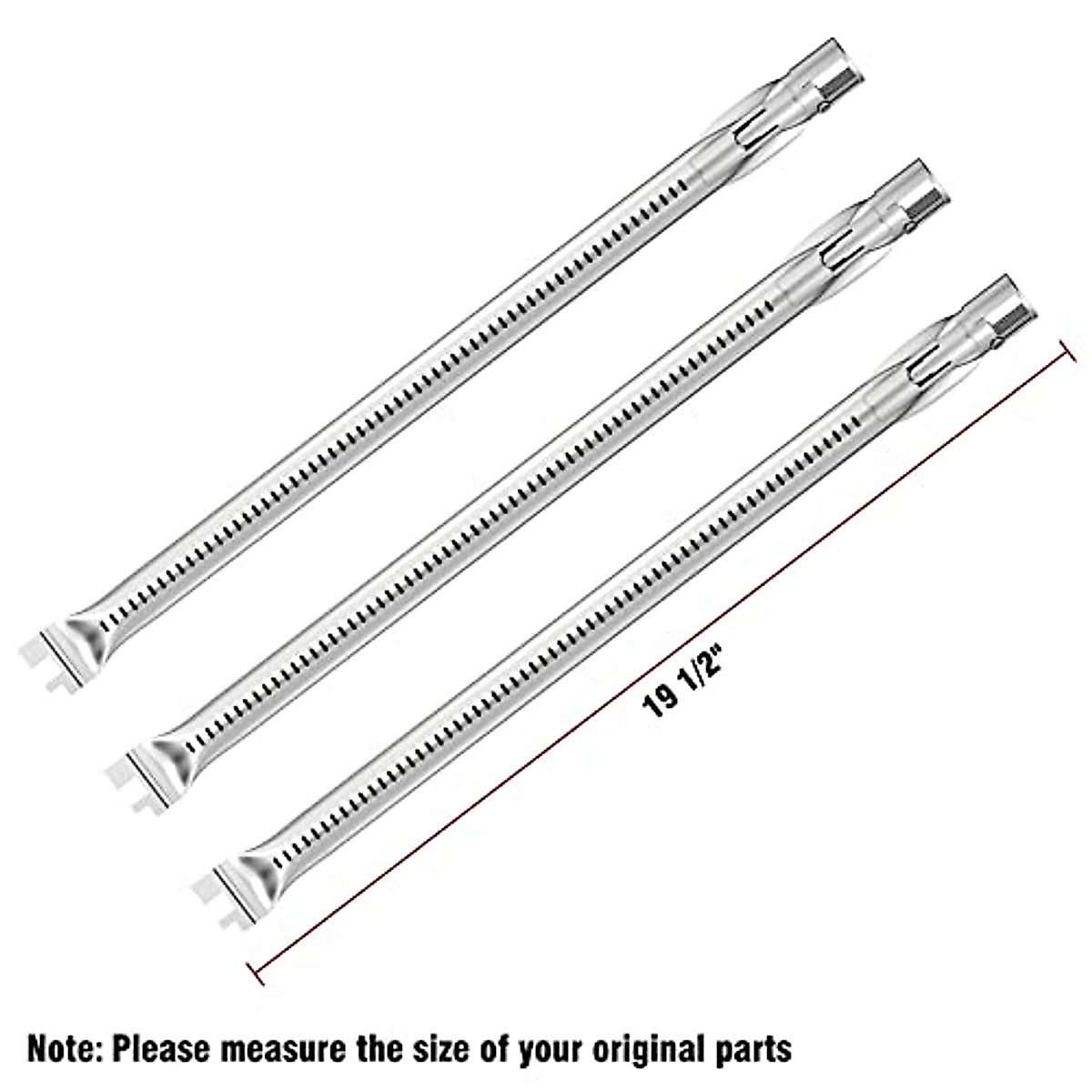 Coisien 62752 Grill Burner Tube Fits Weber Genesis 300 Series, 304 Stainless Steel Grill Replacement Parts for Genesis E310 E320 E330 S310 S320 S330 with Front Control, 19.5 Inch, Set of 3