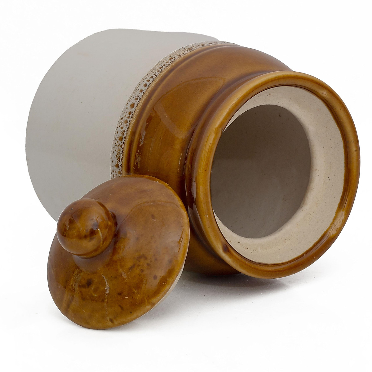 Decorative Ceramic Jar With Lid For Kitchen Pantry Countertop Home Dining Table Accessories Condiment Pickle Spice Coffee Tea Caddy Sugar Salt Herbs Food Storage Canister Holder Hand Painted