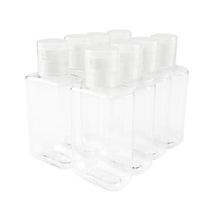 FOOCHY Clear Hand Sanitizer Travel Bottles Empty Plastic Refillable Flip-Top Bottles for Hand Sanitizer Shampoo Lotion,etc - No BPA/Parabens, 60ml/2oz (Set of 8)