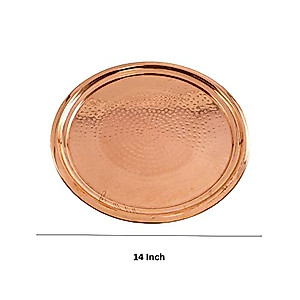 Aruma Traditional Design Hammered Handmade Copper Serving Tray 14 Inch