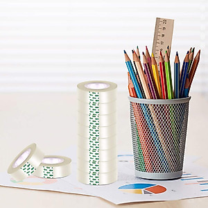 MJUNM 12 Rolls Transparent Tape Refills Rolls 3/4-Inch x 1000 inch, 1 inch Core, Clear Gift Wrapping Tape Refill Roll for Office, Home, School