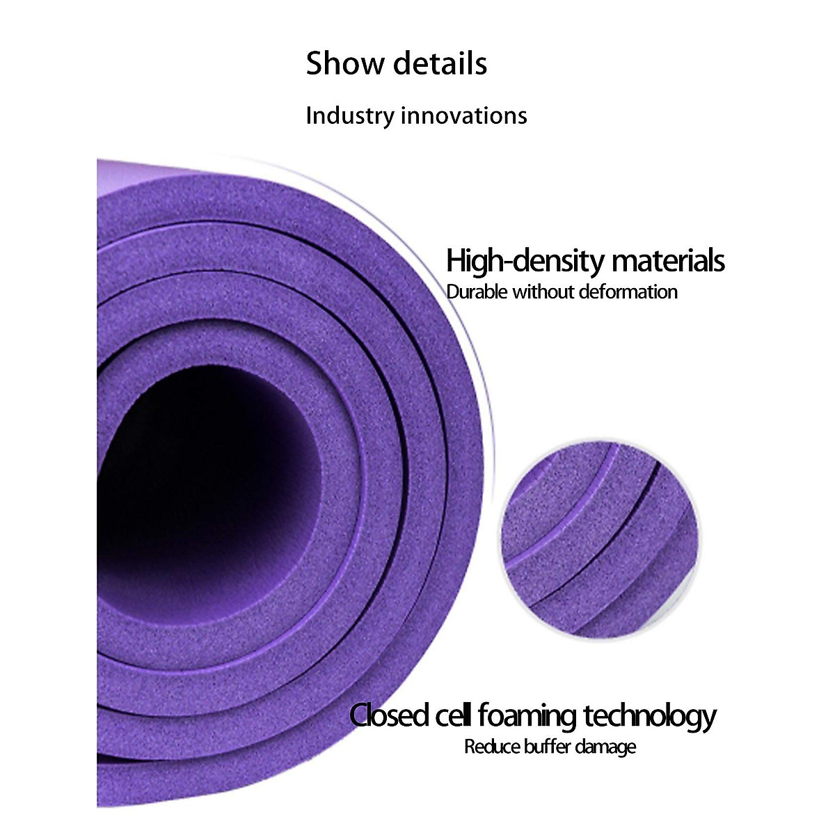 Letuwj Thick Non Slip Yoga Exercise Mat for Home Gym with Carrying Strap Black 72x24x0.4inch