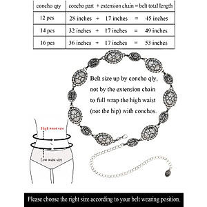 TOPACC Western Metal Oval Concho Chain Belt for Women Silver Cowgirl Belt for Dresses Jeans Country Concert Outfit