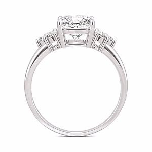 14K White Gold Moissanite by Charles & Colvard 7mm Cushion Engagement Ring-size 8 1.88cttw DEW